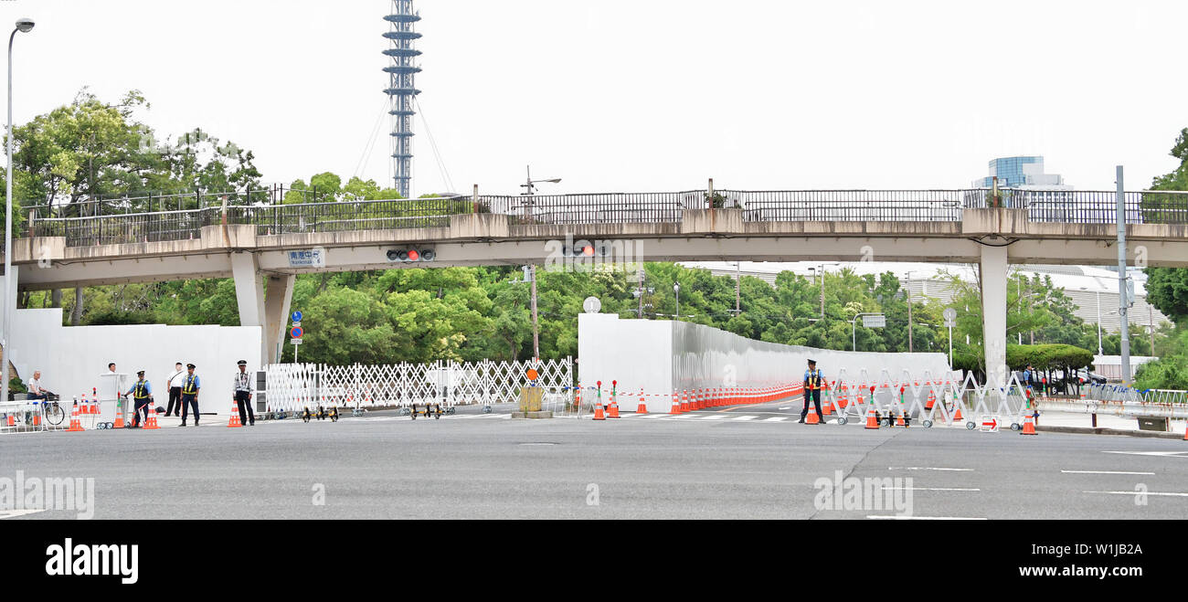 Police officer stand guard around the Intex Osaka in Osaka, Japan on ...