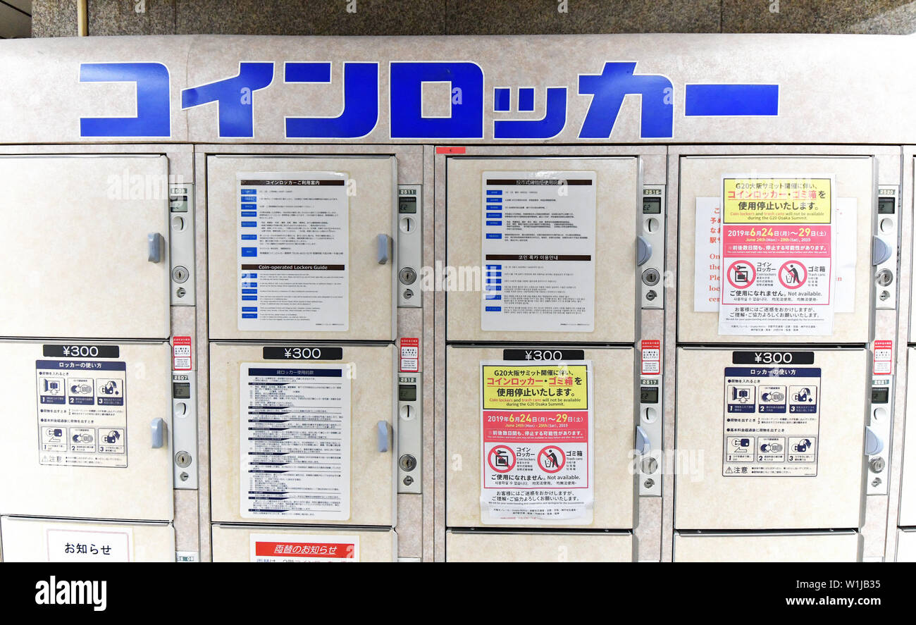 Unavailable coin locker for tightened security are seen at Namba ...