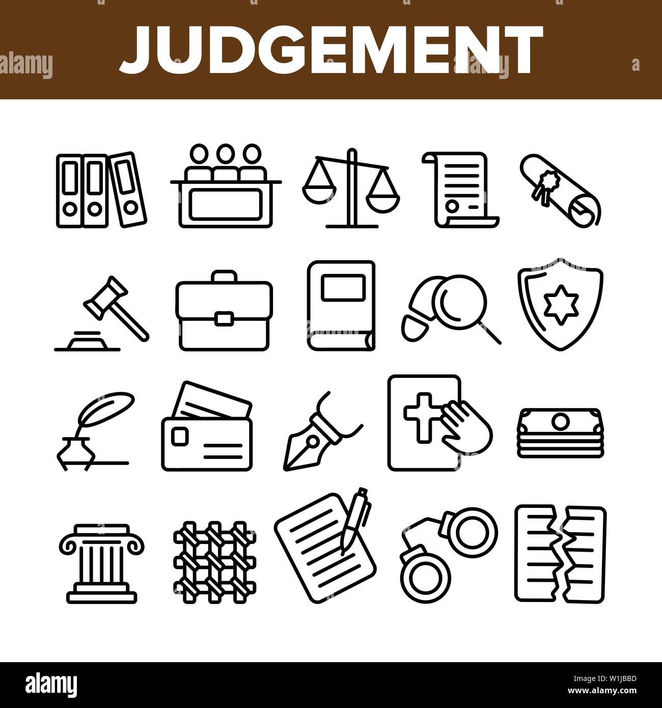 Judgement, Court Process Vector Thin Line Icons Set Stock Vector Image ...