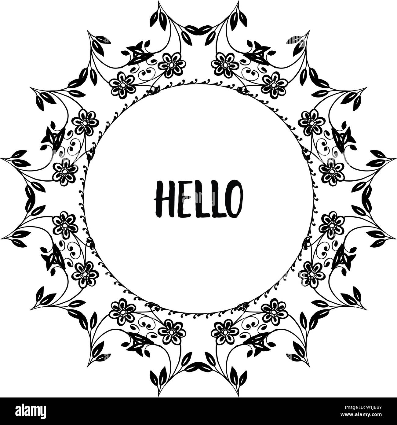 Vector illustration card elegant hello with elements of flower frame ...