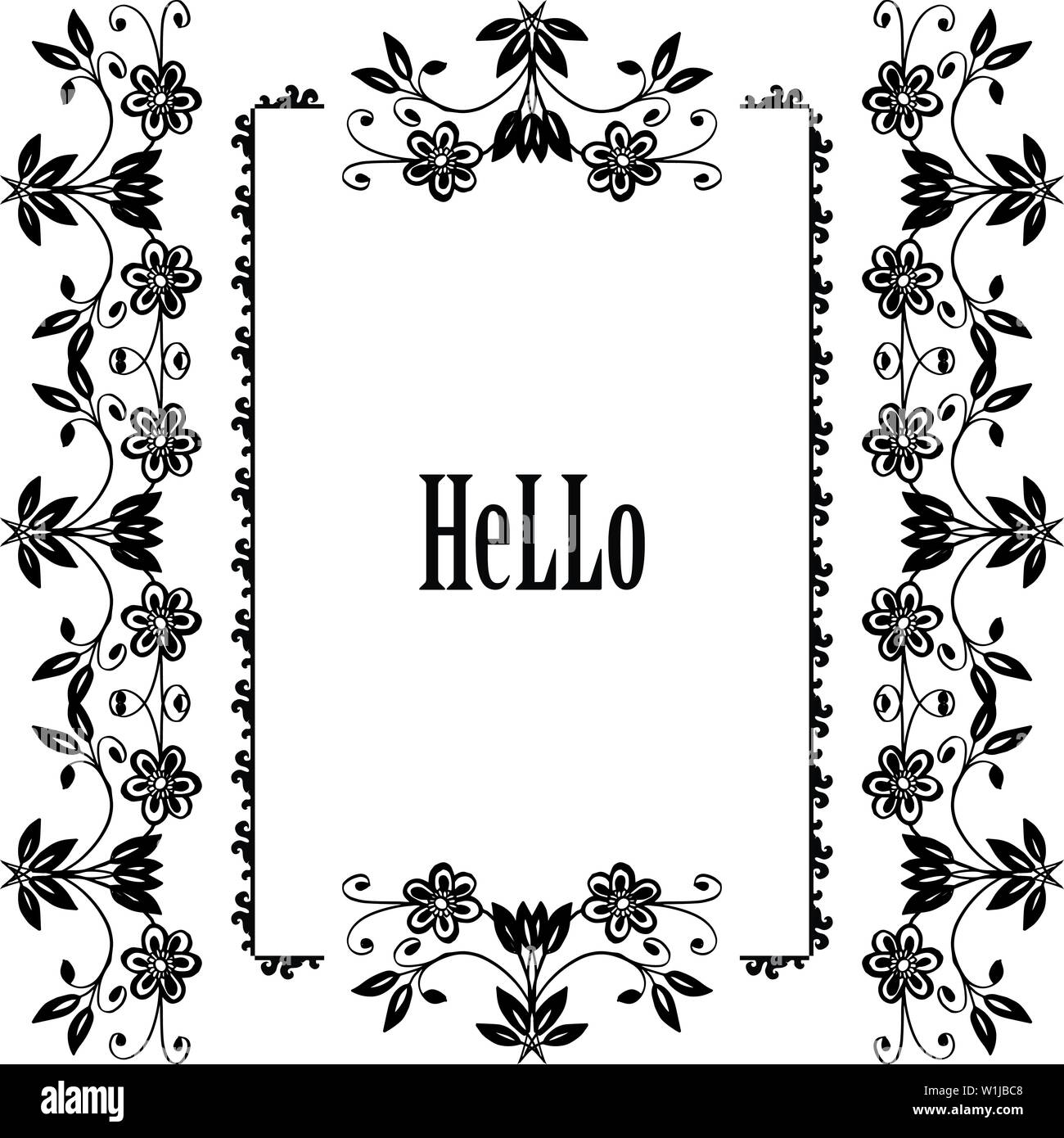 Vector illustration card elegant hello with elements of flower frame ...