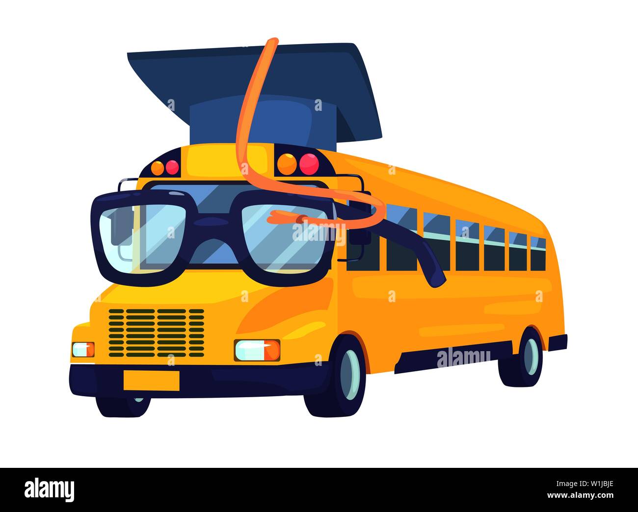 bus with glasses and graduation hat back to school vector illustration ...