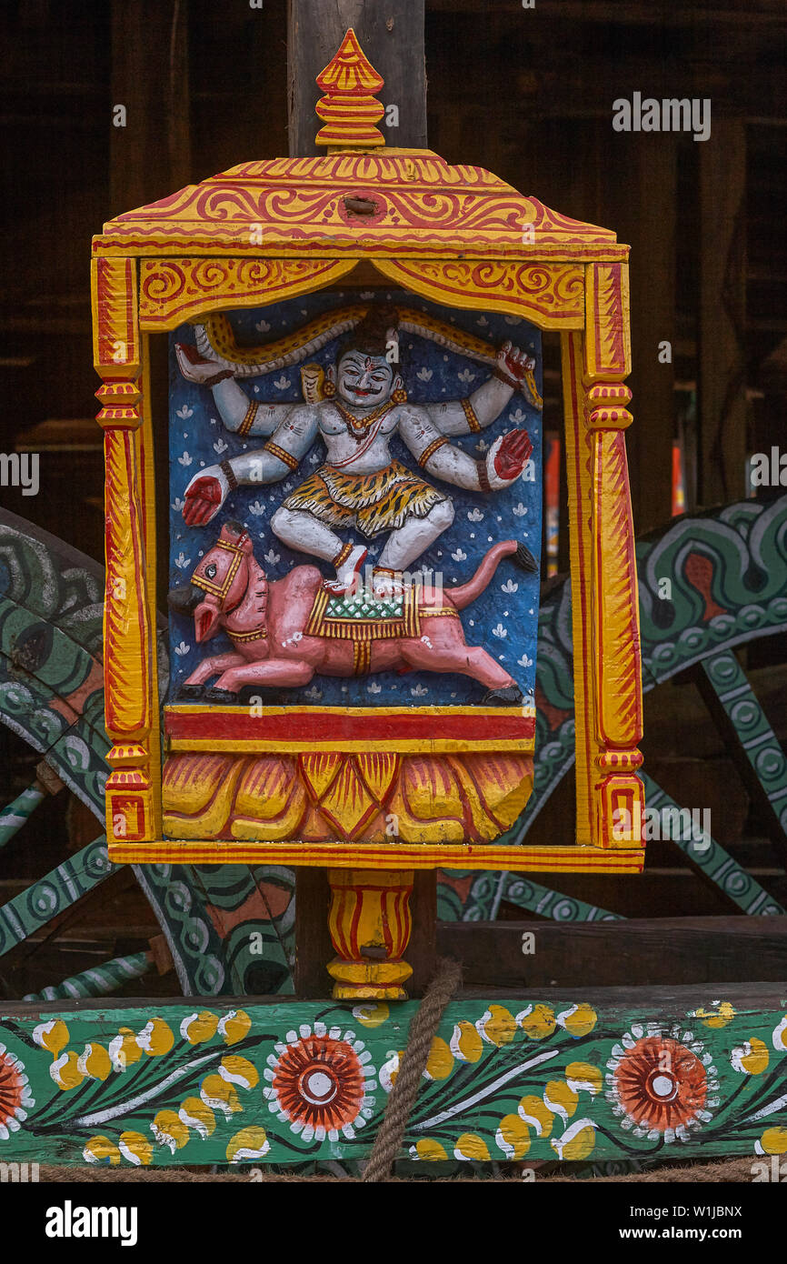 24-jun-2007 Shiva and Nandi’s statues at wheel of chariot rath yatra of ...