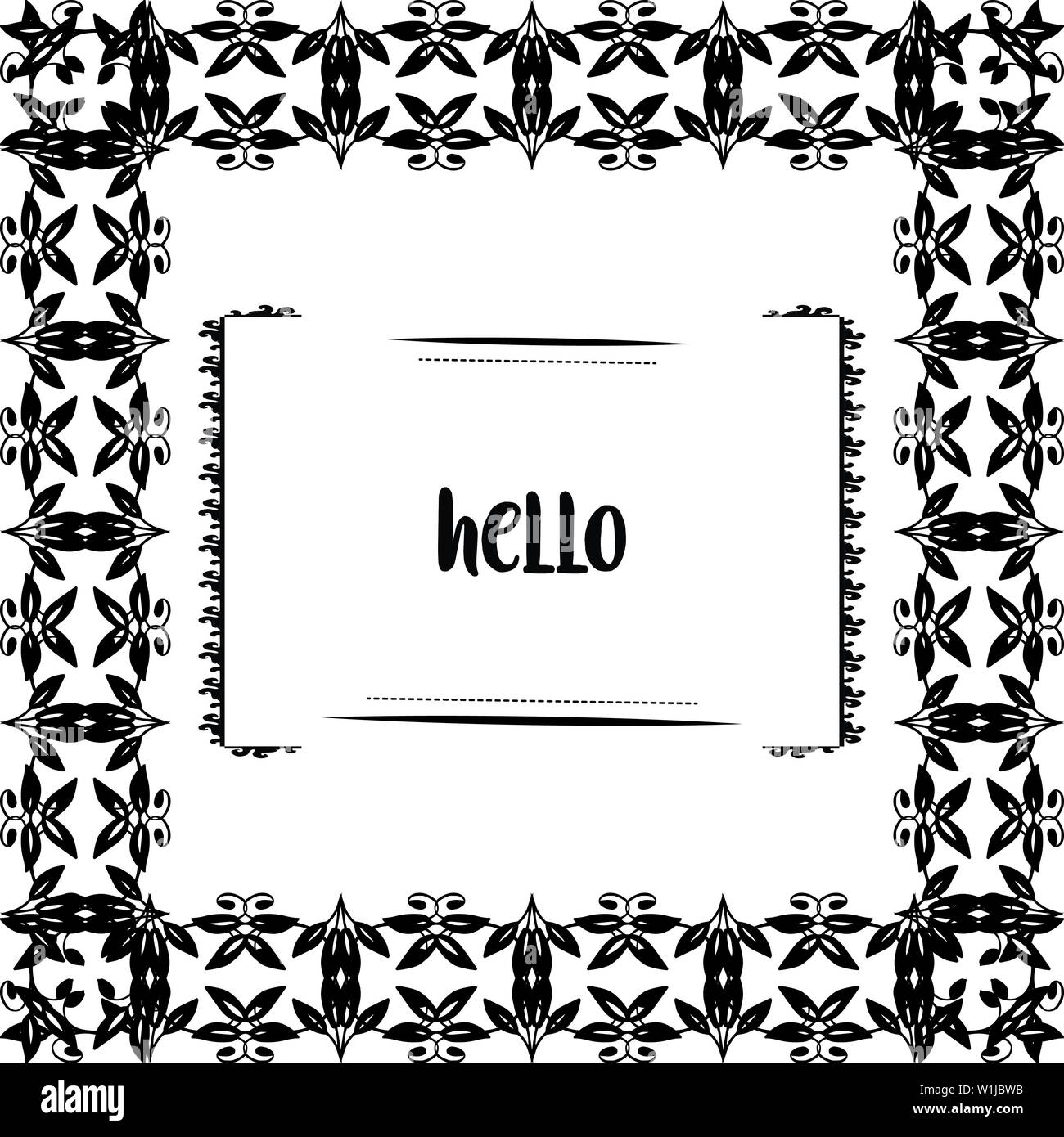 Vector illustration card elegant hello with elements of flower frame ...