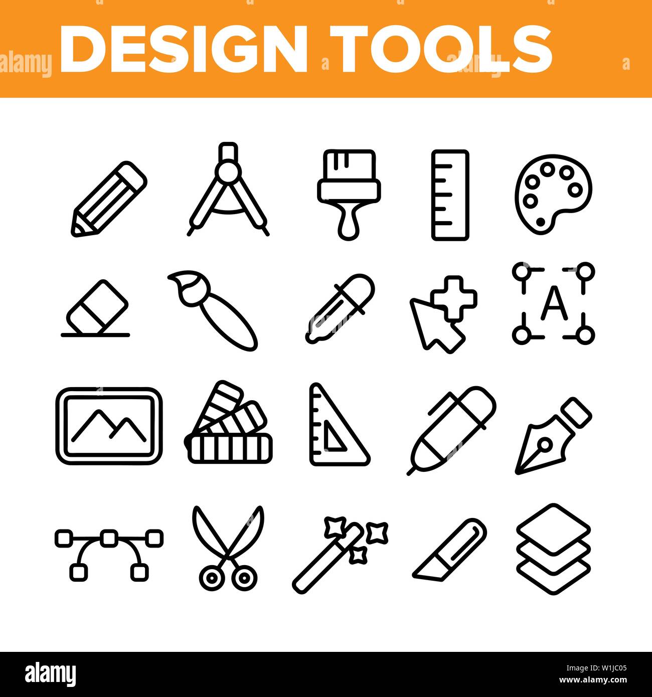 Design Tools Vector Thin Line Icons Set Stock Vector Image & Art - Alamy