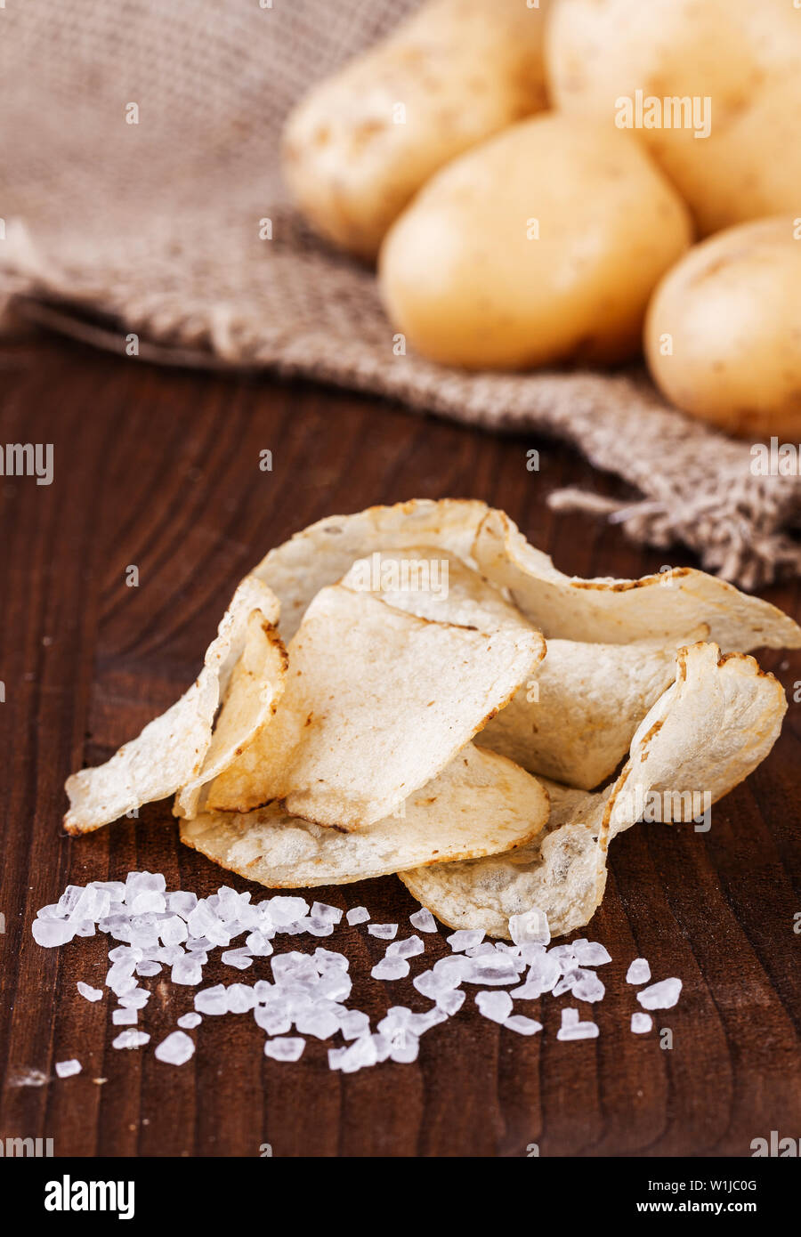 Potato chips. Starter with potatoes. Addition to beer. Salty snacks ...