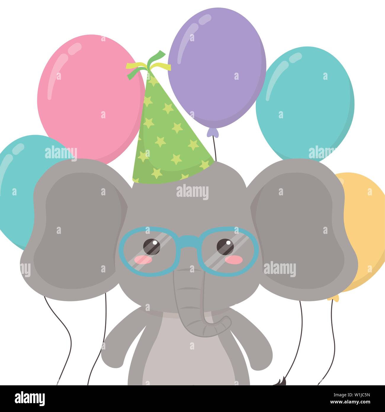 Elephant cartoon design, Animal happy birthday celebration decoration ...
