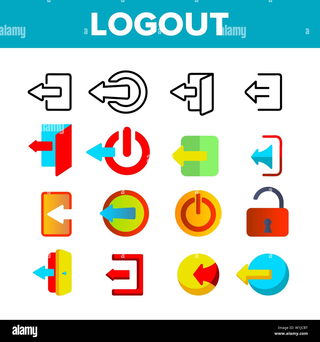 Log out icon thin hi-res stock photography and images - Alamy