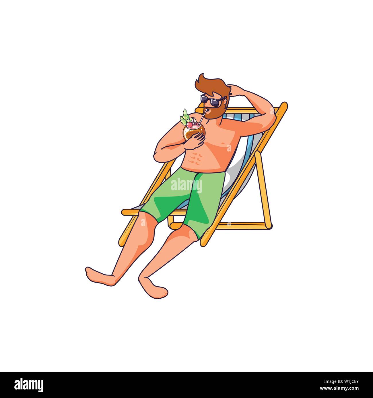 Man in beach chair Stock Vector Images - Alamy