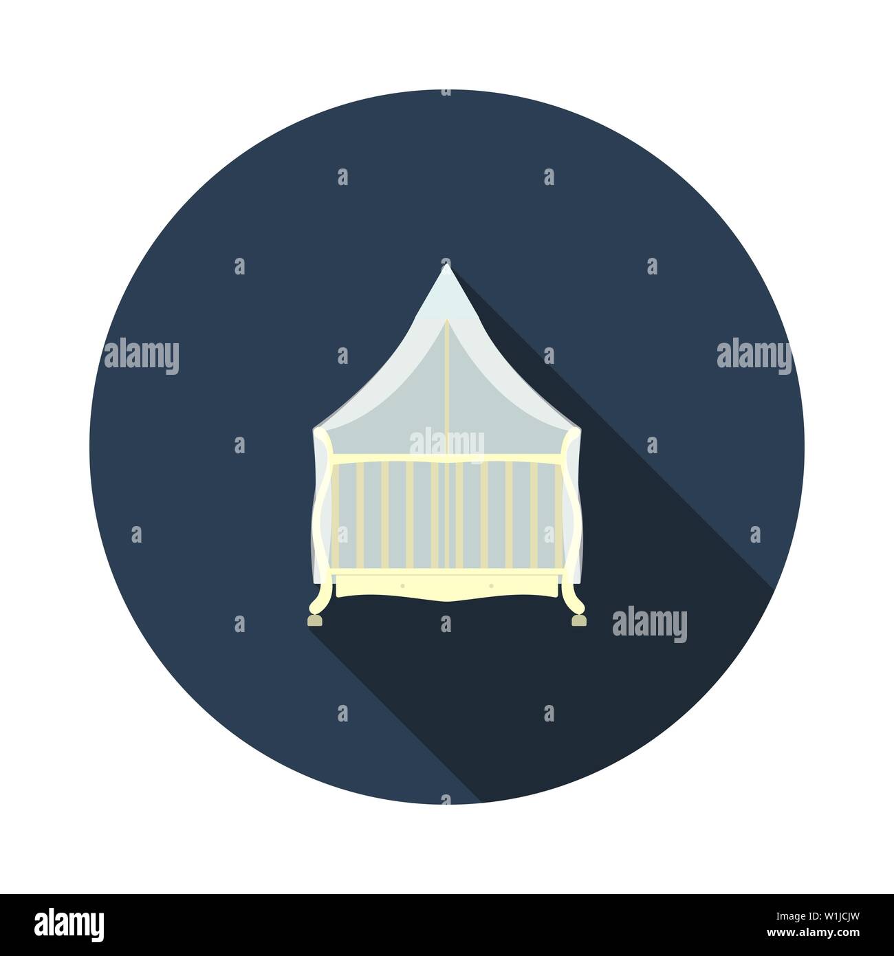 Cradle Icon. Flat Circle Stencil Design With Long Shadow. Vector ...