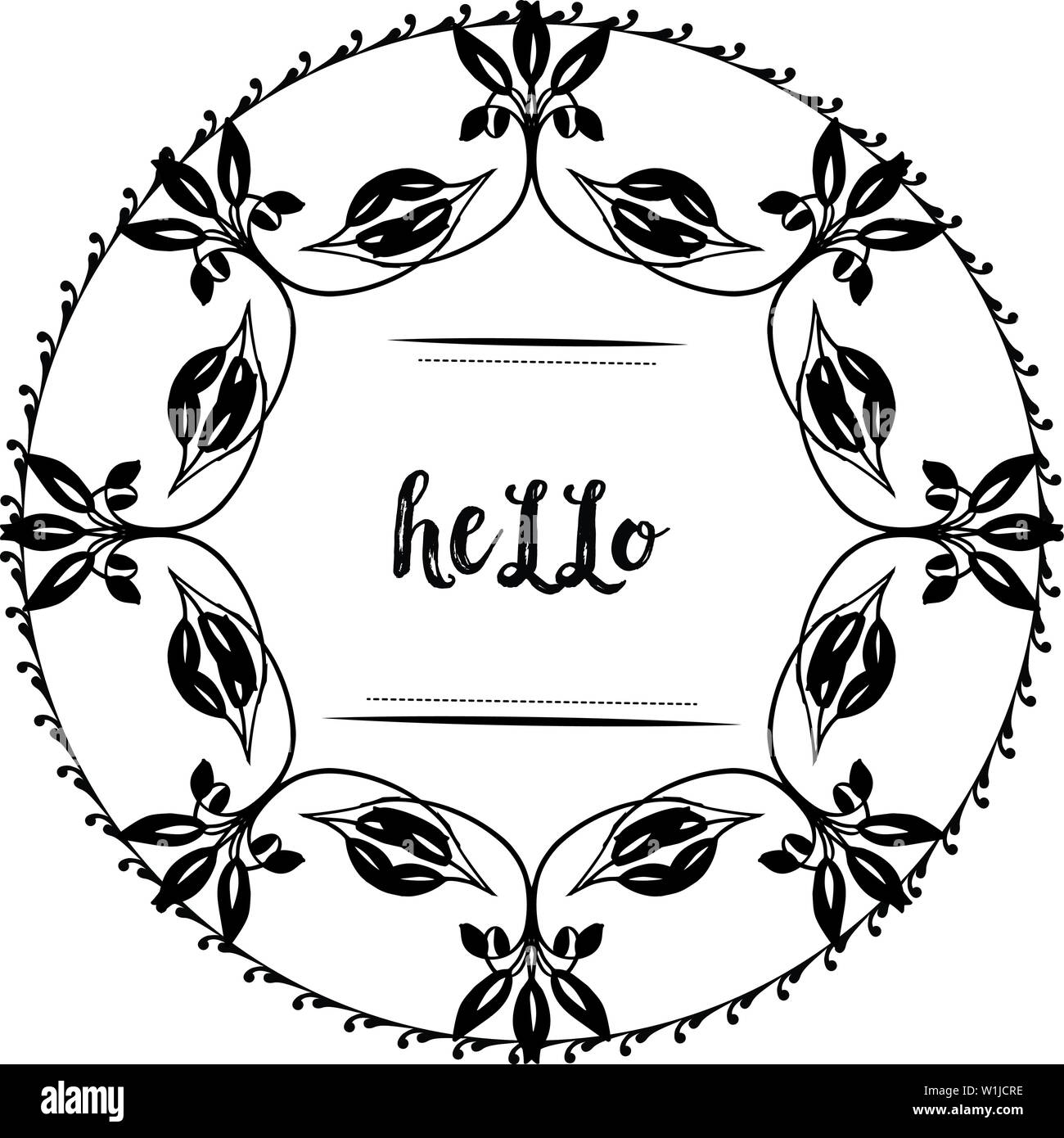 Vector illustration modern card of hello with beautiful flower frame ...