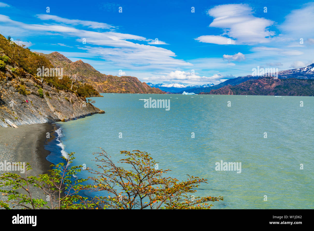 Iceberg break off the Grey Glacier and floating in the Grey Lake in ...