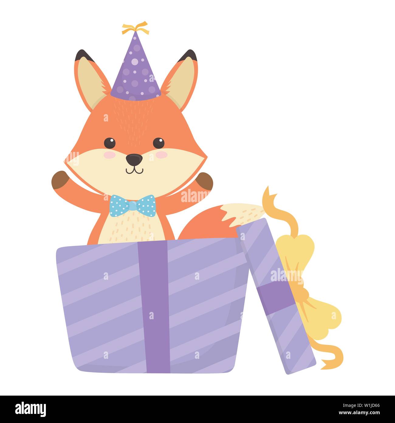 Fox cartoon design, Animal happy birthday celebration decoration and ...