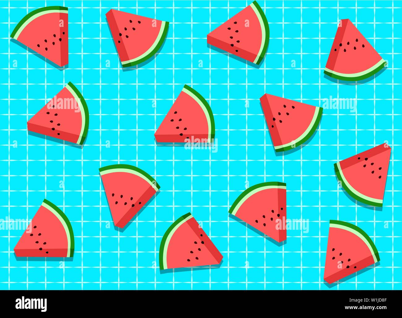 Seamless watermelon pattern on swimming pool background, vector Stock ...