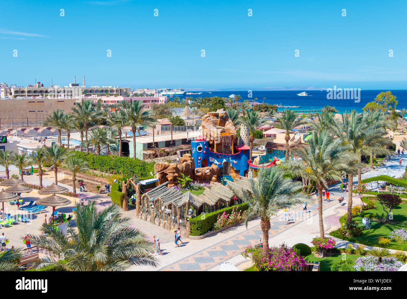 Hurghada, Egypt - April 17, 2019: Egyptian hotel Seagull Beach Resort ...