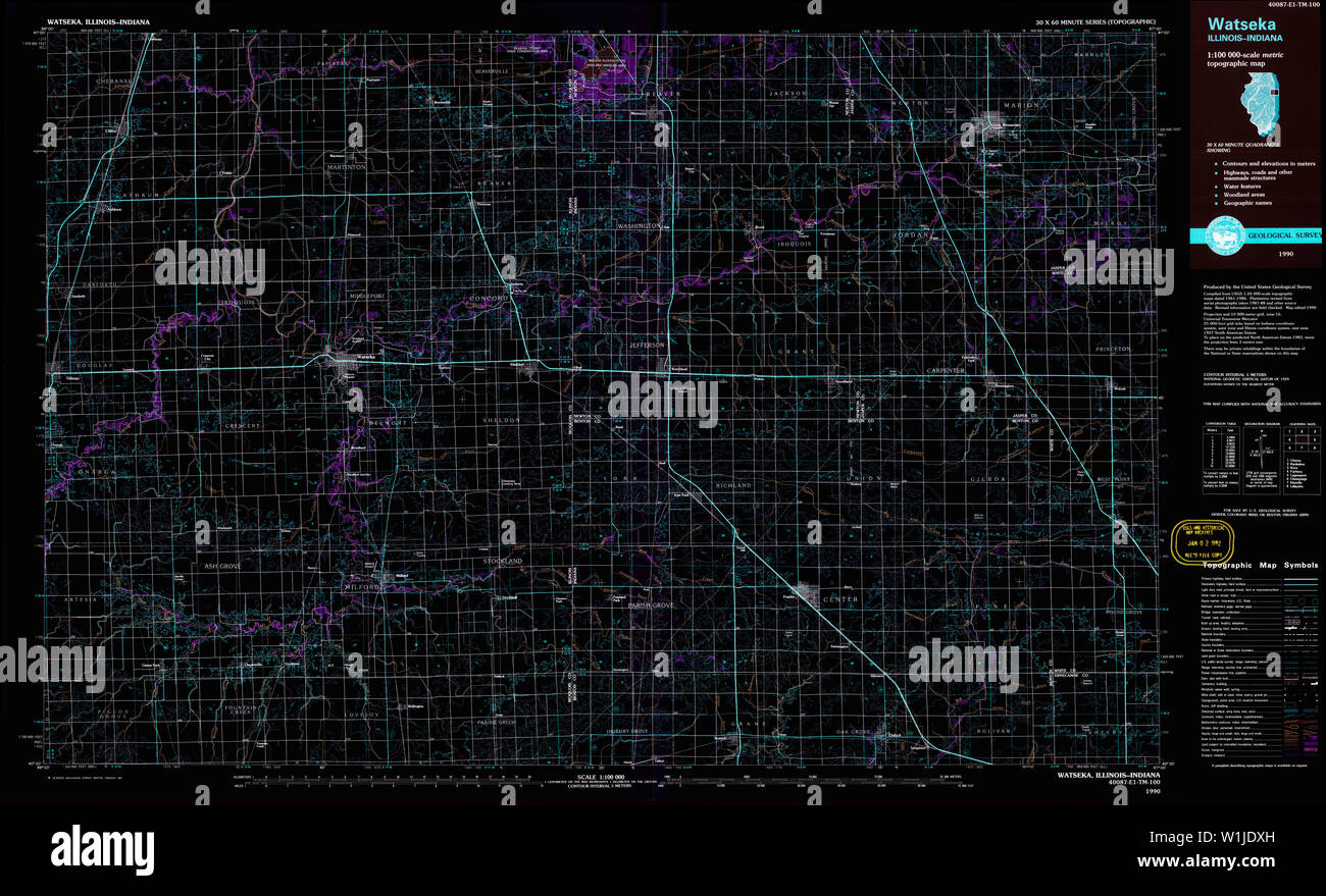 Watseka map hi-res stock photography and images - Alamy