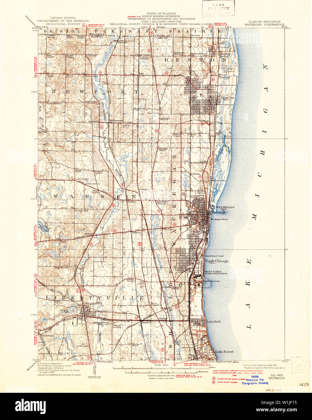 Waukegan map hi-res stock photography and images - Alamy