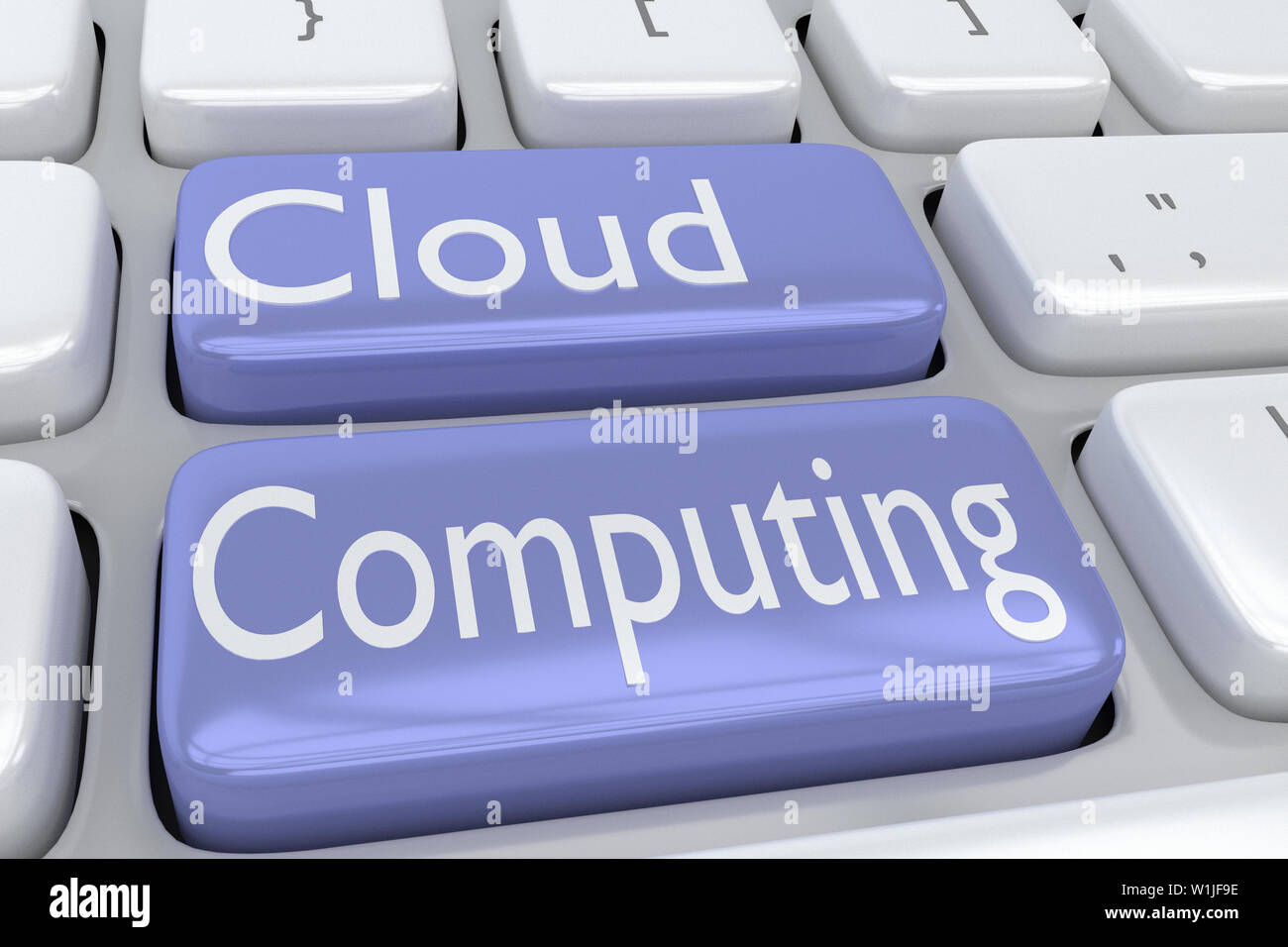 3D illustration of computer keyboard with the script Cloud Computing on ...