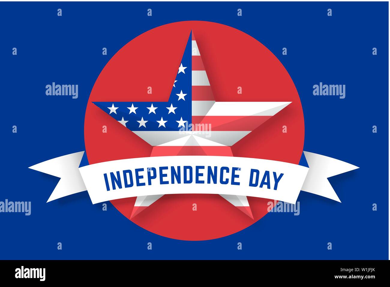Star with american flag USA and inscription Independence Day Stock ...