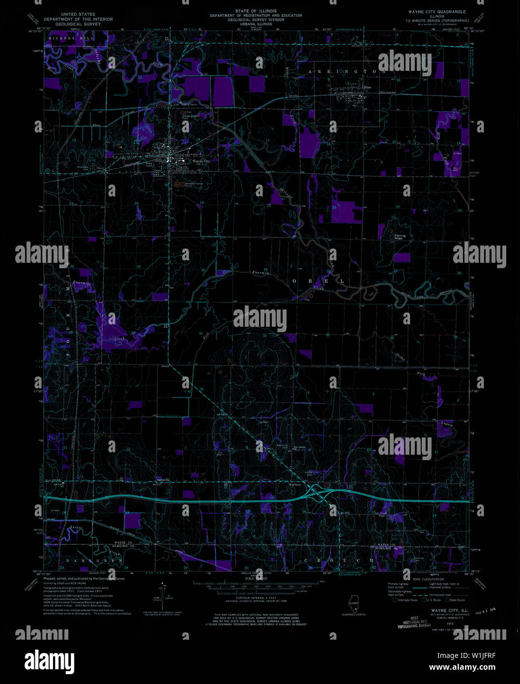 Wayne city illinois map hi-res stock photography and images - Alamy