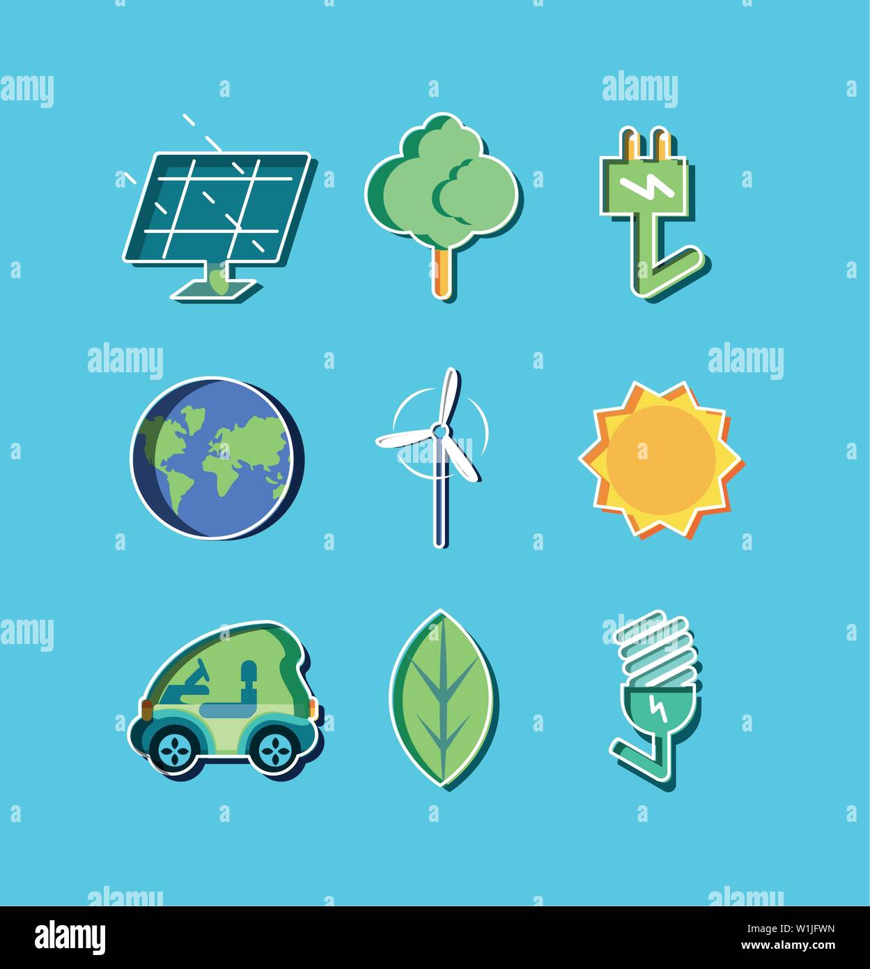 set icons friendly the environment vector illustration design Stock ...