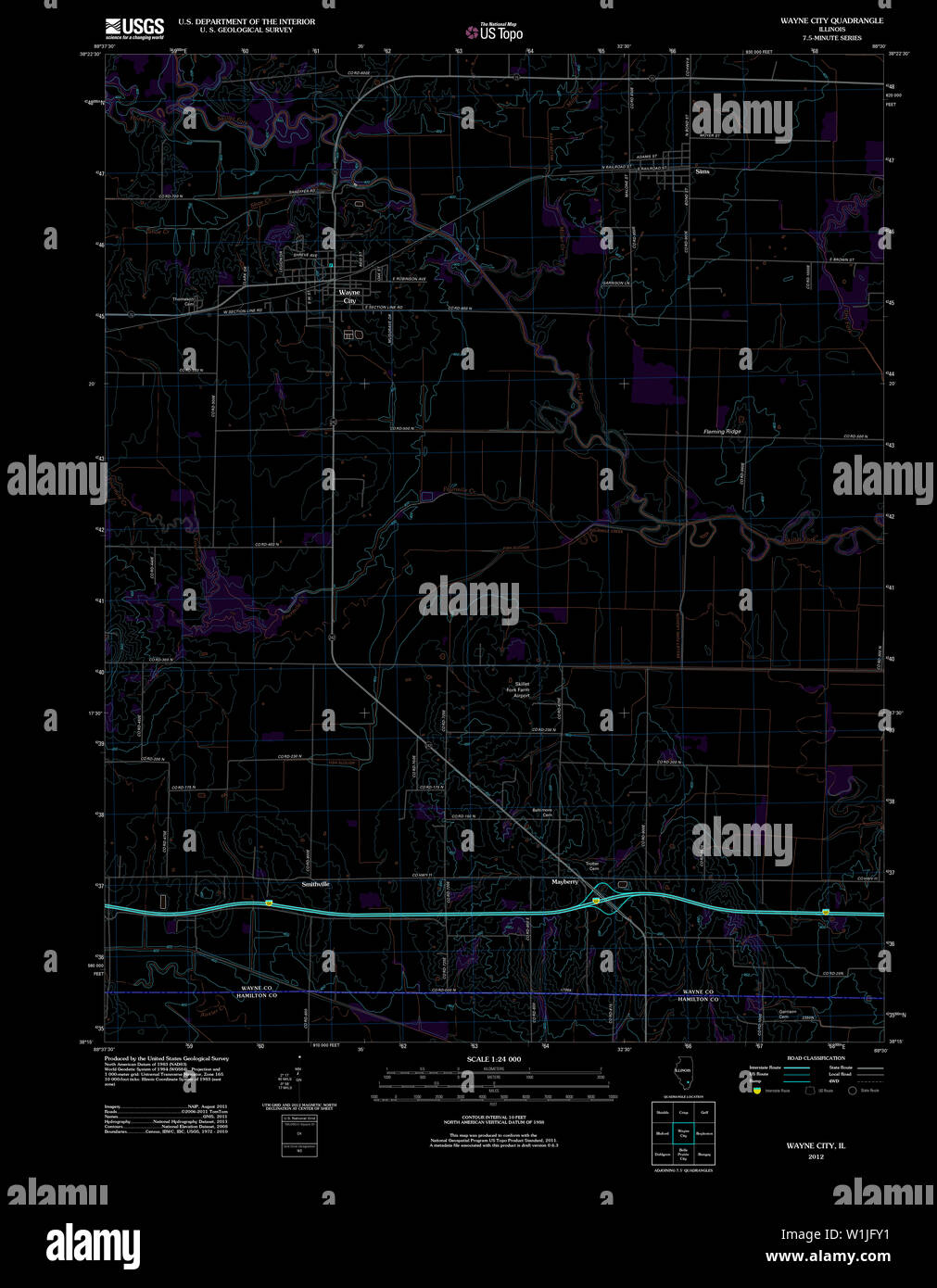 Wayne city illinois map hi-res stock photography and images - Alamy