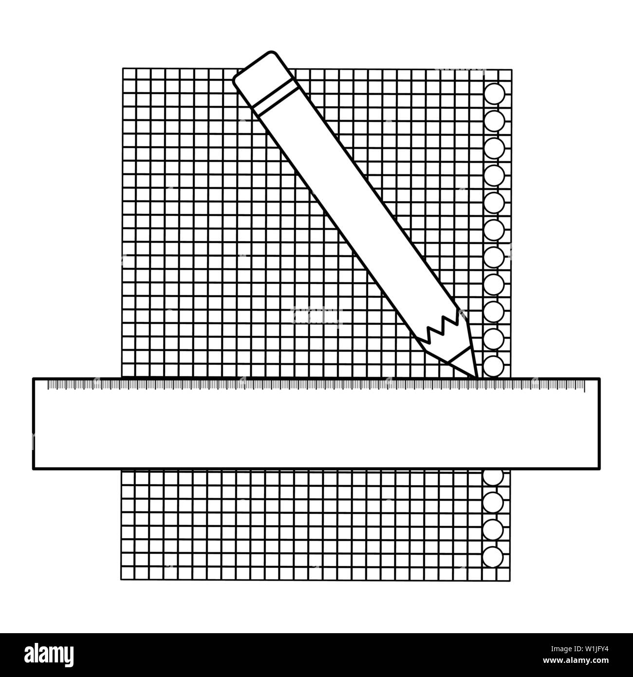 Sheet Of Notebook Paper With Pencil And Rule Vector Illustration Design sheet-of-notebook-paper-with-pencil-and-rule-vector-illustration-design