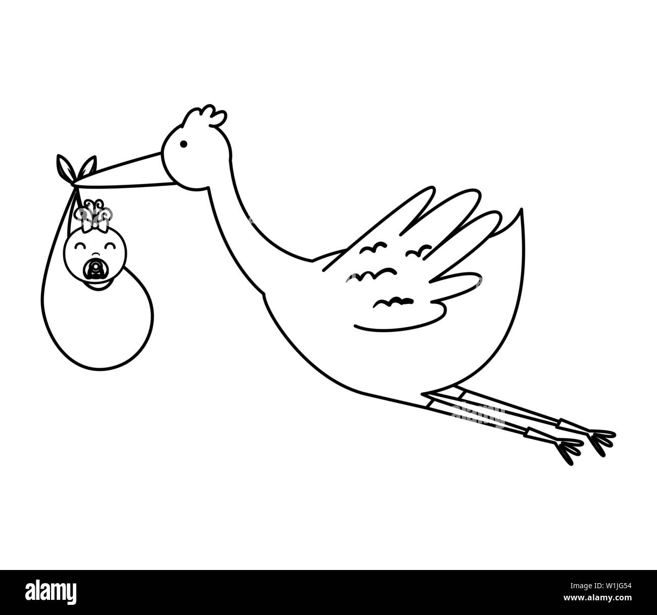 Stork flying with baby Black and White Stock Photos & Images - Alamy