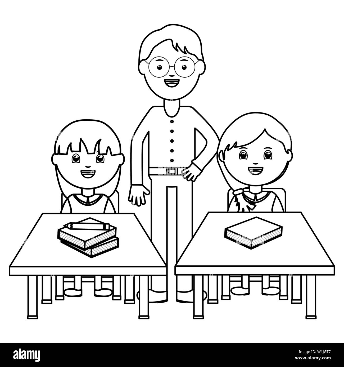 Teachers Helping Students Clipart Black And White