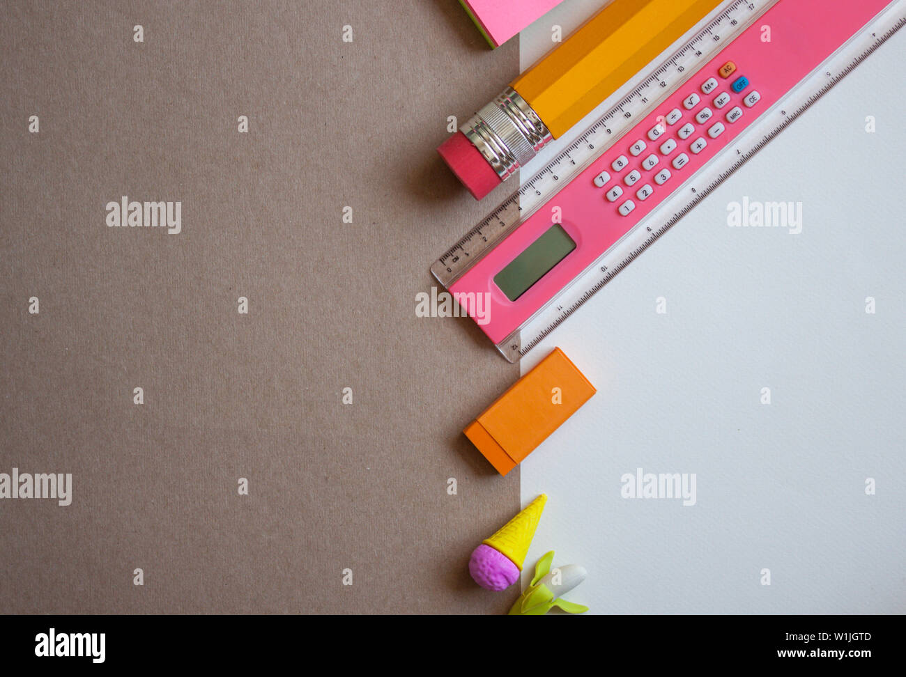 Colorful school supplies background. Back to school concept Stock Photo ...