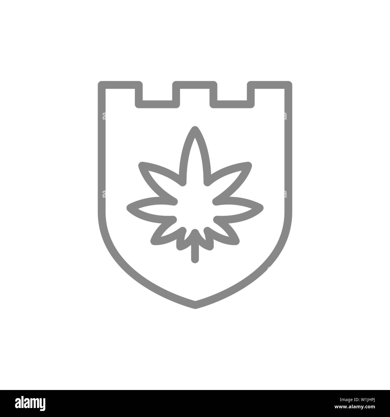 Shield with cannabis leaf, medical marijuana line icon Stock Vector ...