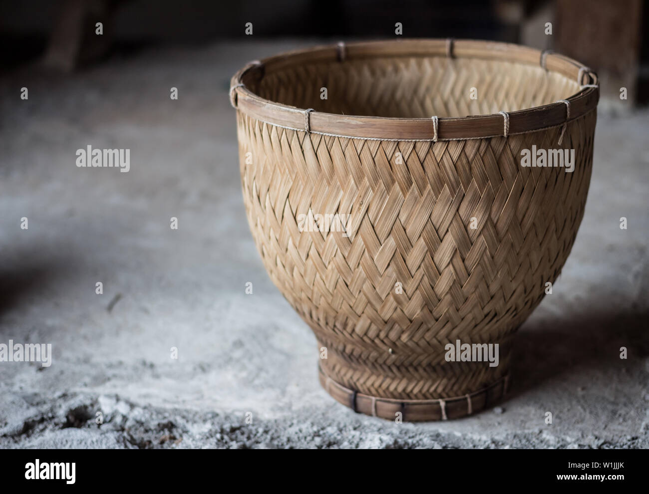 Wood weaving rice steamer vintage Stock Photo - Alamy