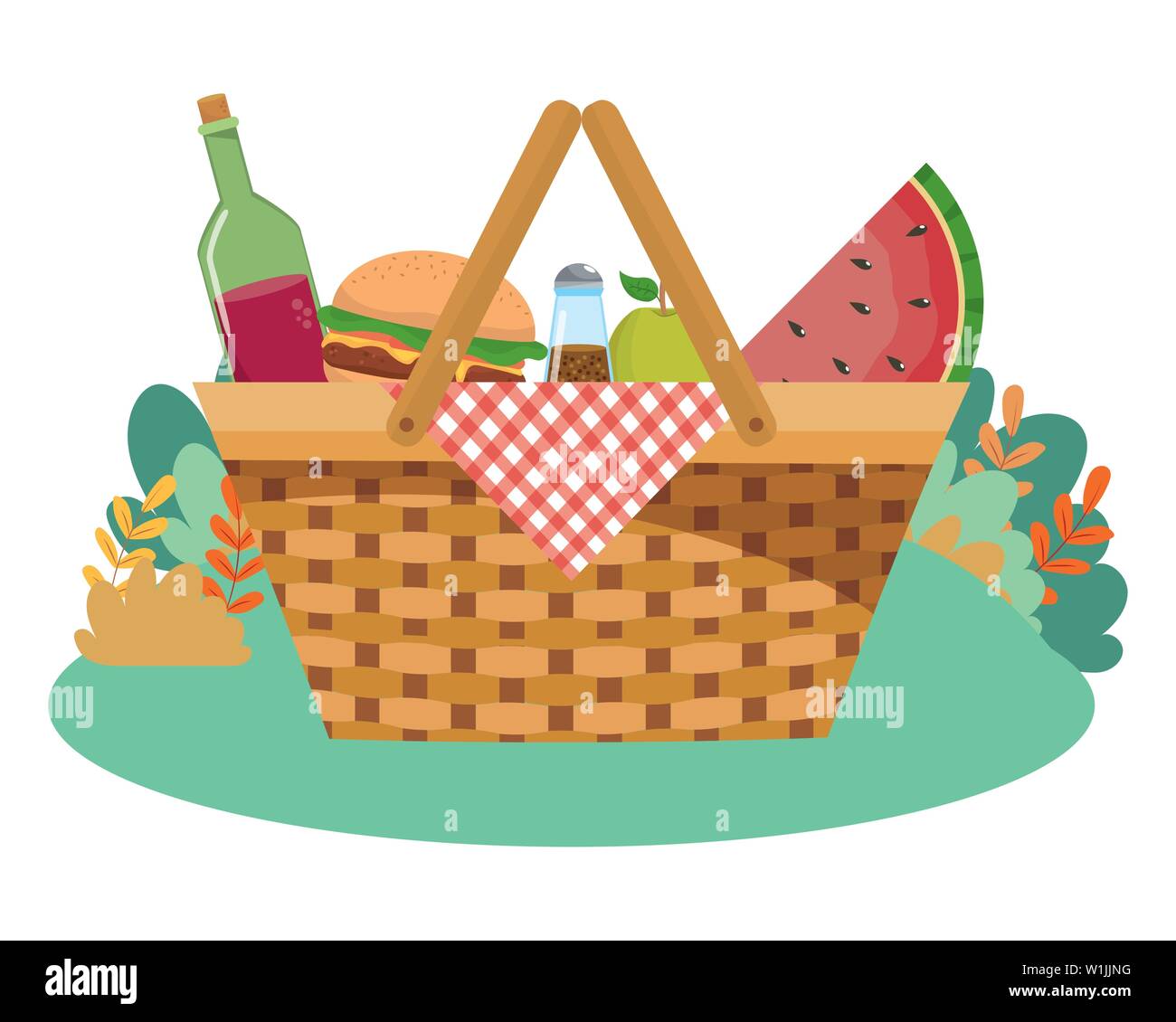 Picnic basket design, Food summer outdoor leisure healthy spring lunch ...
