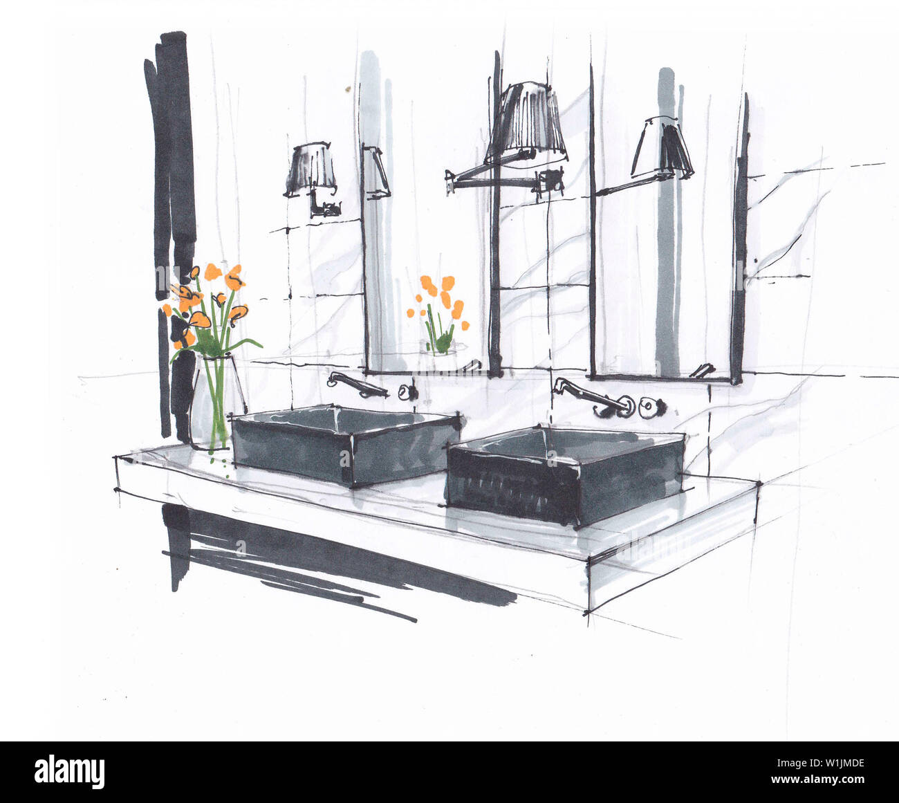 Bathroom sketch hi-res stock photography and images - Alamy