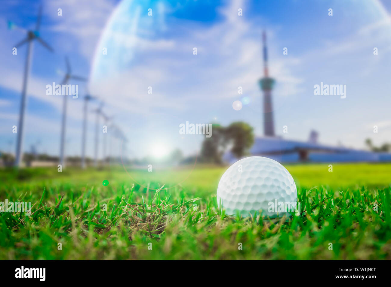 golf-ball on course Stock Photo - Alamy