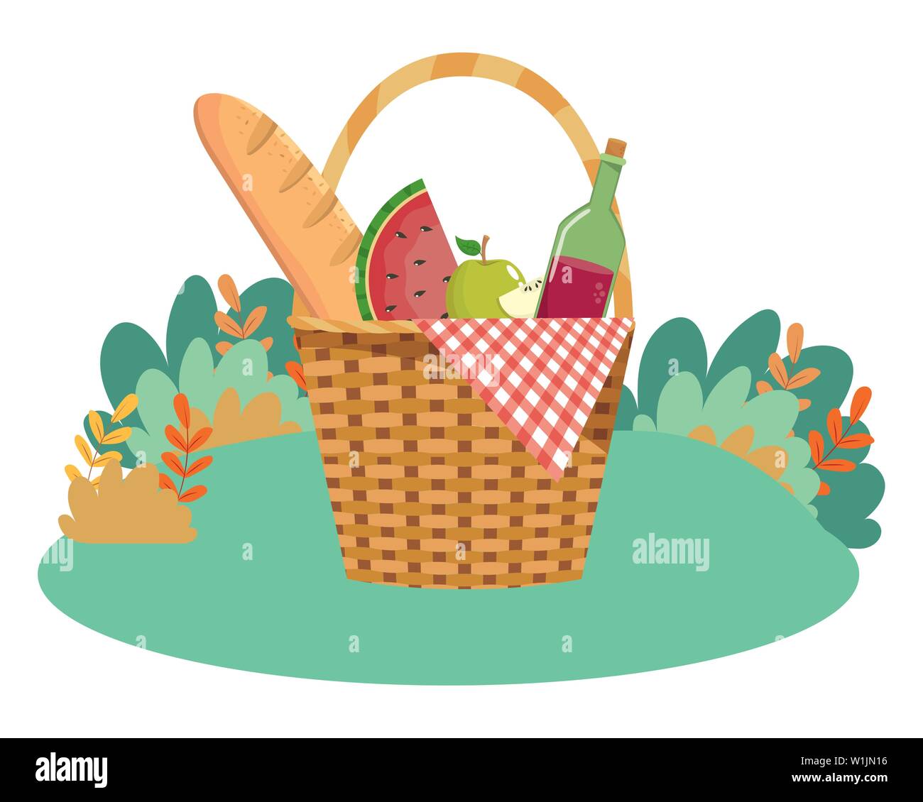 Picnic basket design, Food summer outdoor leisure healthy spring lunch ...
