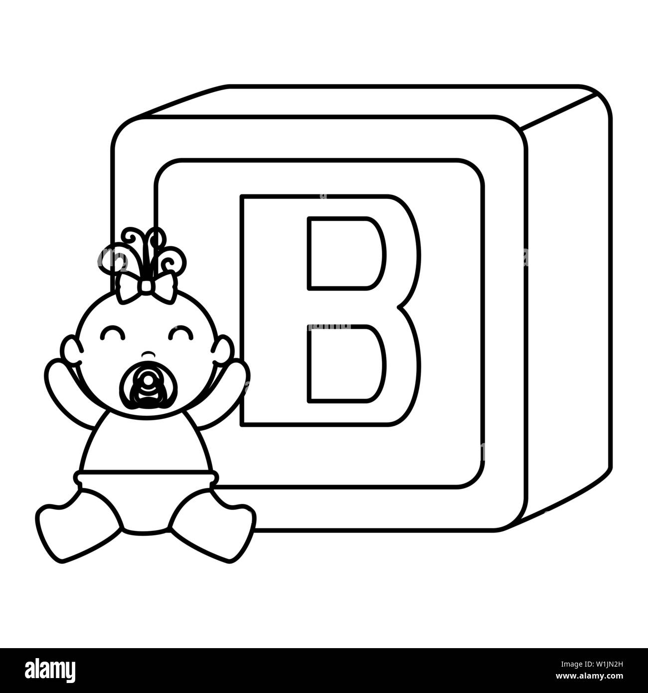 alphabet block toy with baby girl Stock Vector Image & Art - Alamy