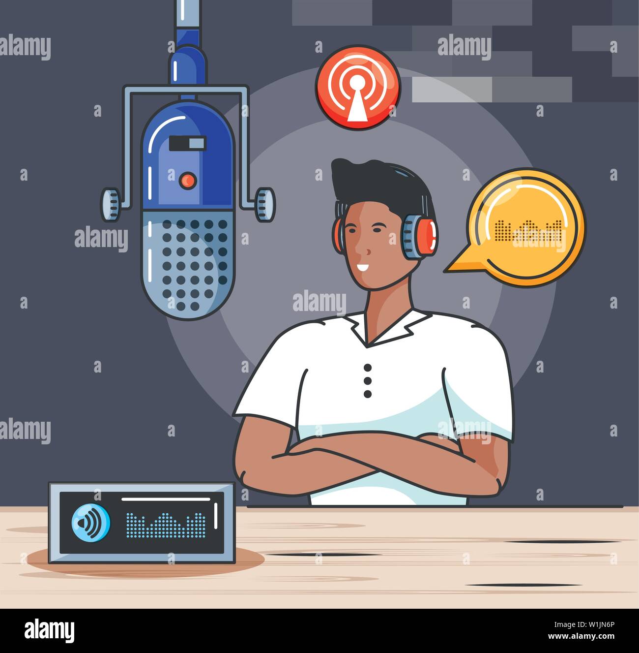 singer in digital audio studio vector illustration design Stock Vector ...