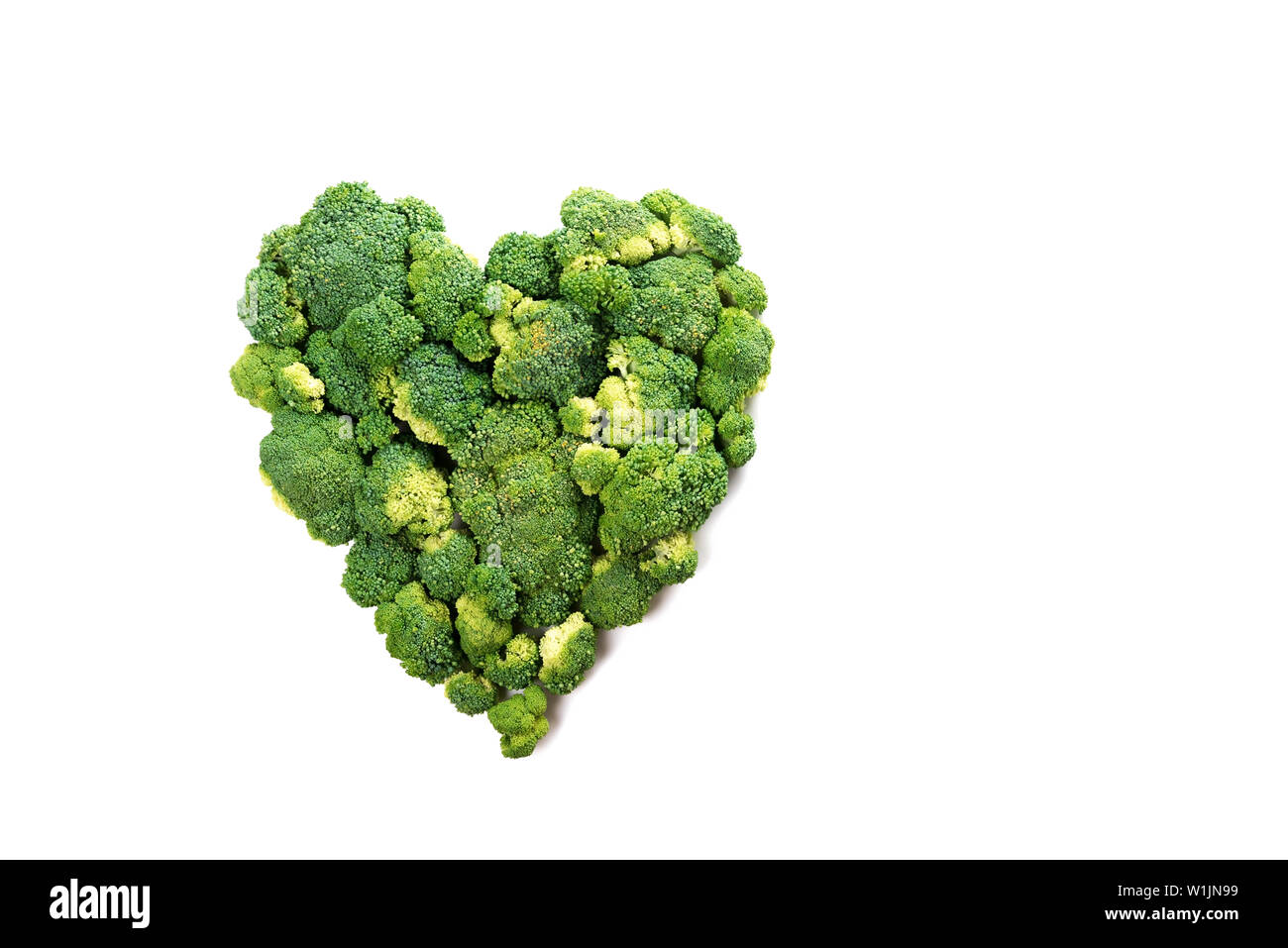 Heart shaped fresh green broccoli isolated on white. Top view Stock ...