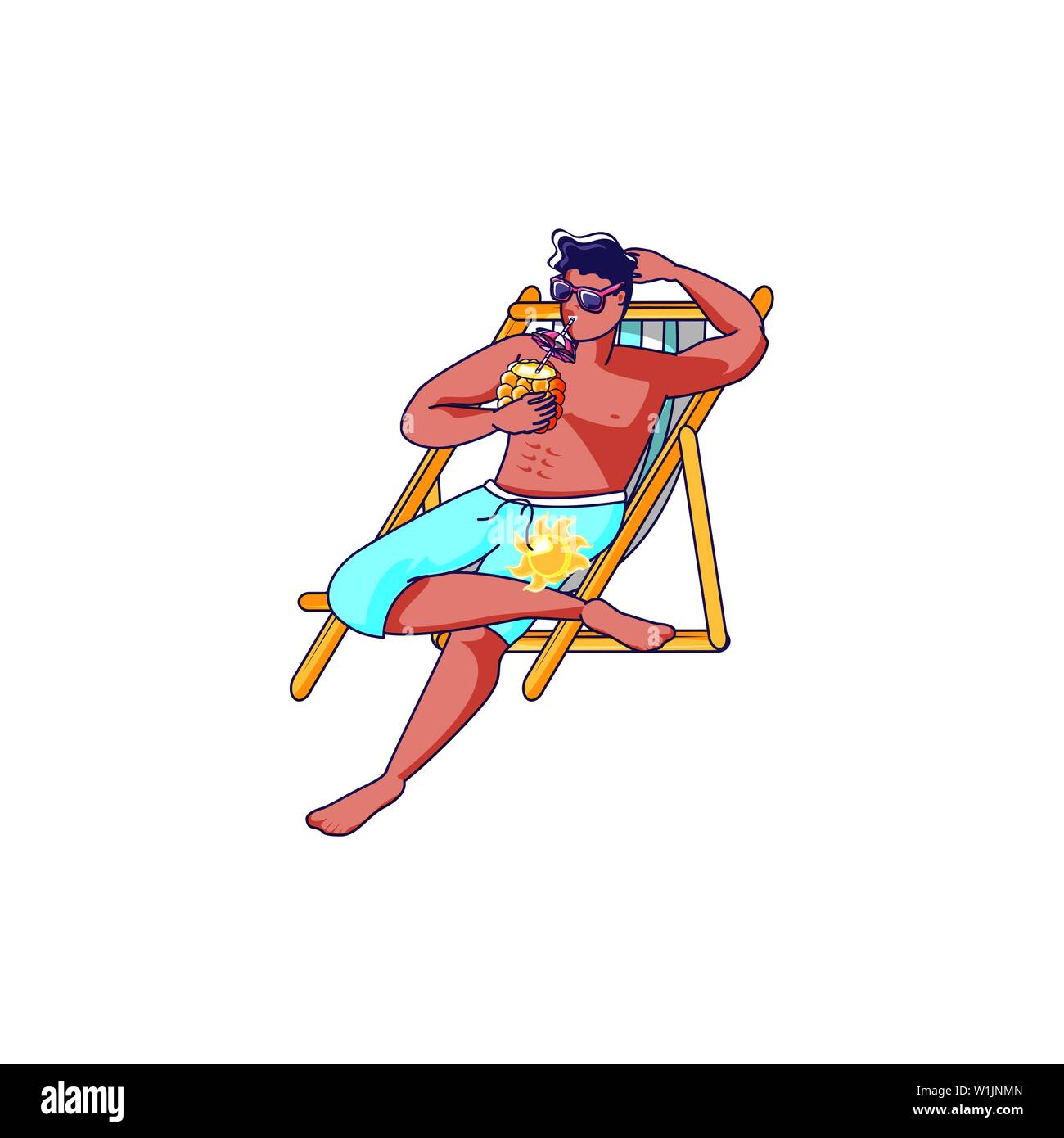 Man in beach chair Stock Vector Images - Alamy