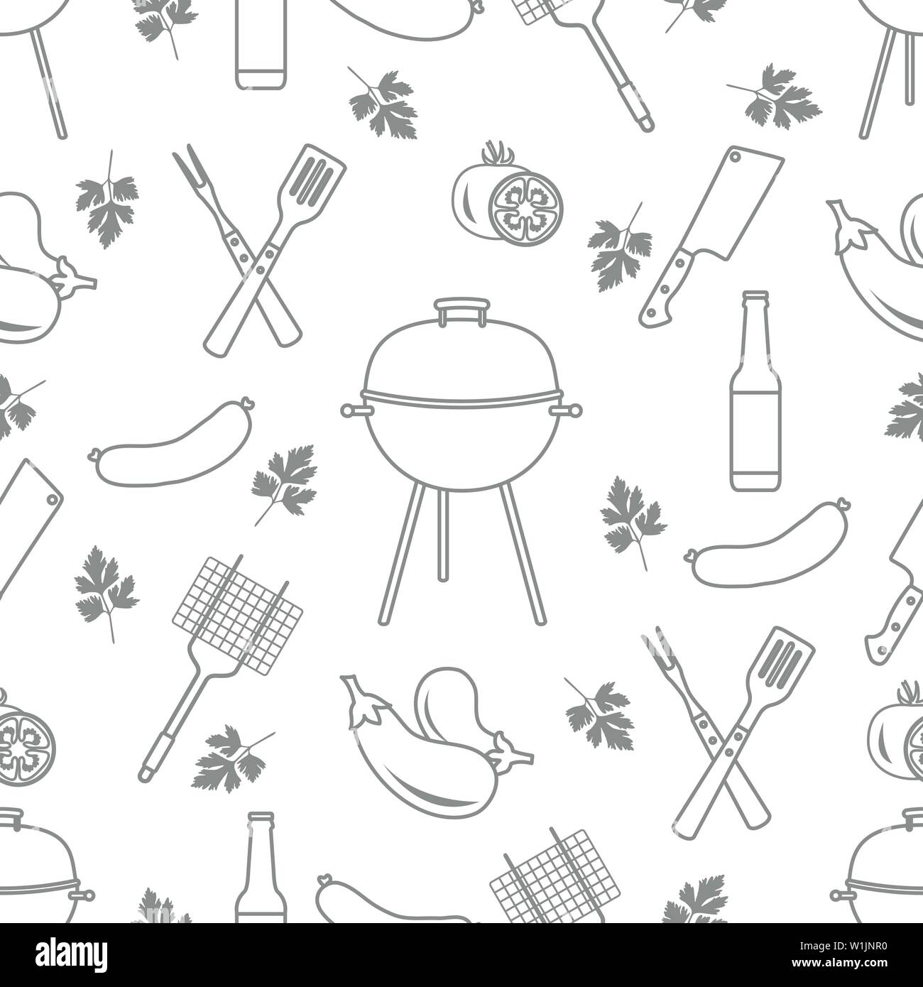 Seamless pattern with grill and barbecue tools. BBQ party background ...