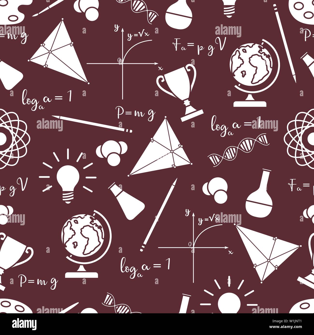 Vector seamless pattern with scientific, education elements: globe ...