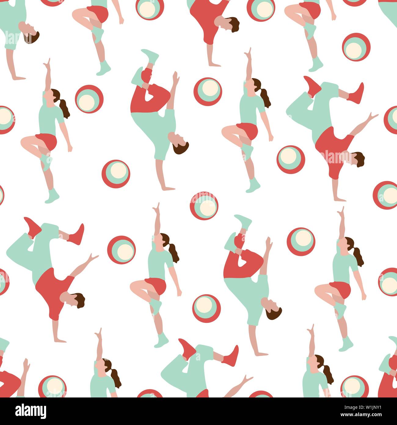 Vector seamless pattern with dancing people. Dance party, competition ...