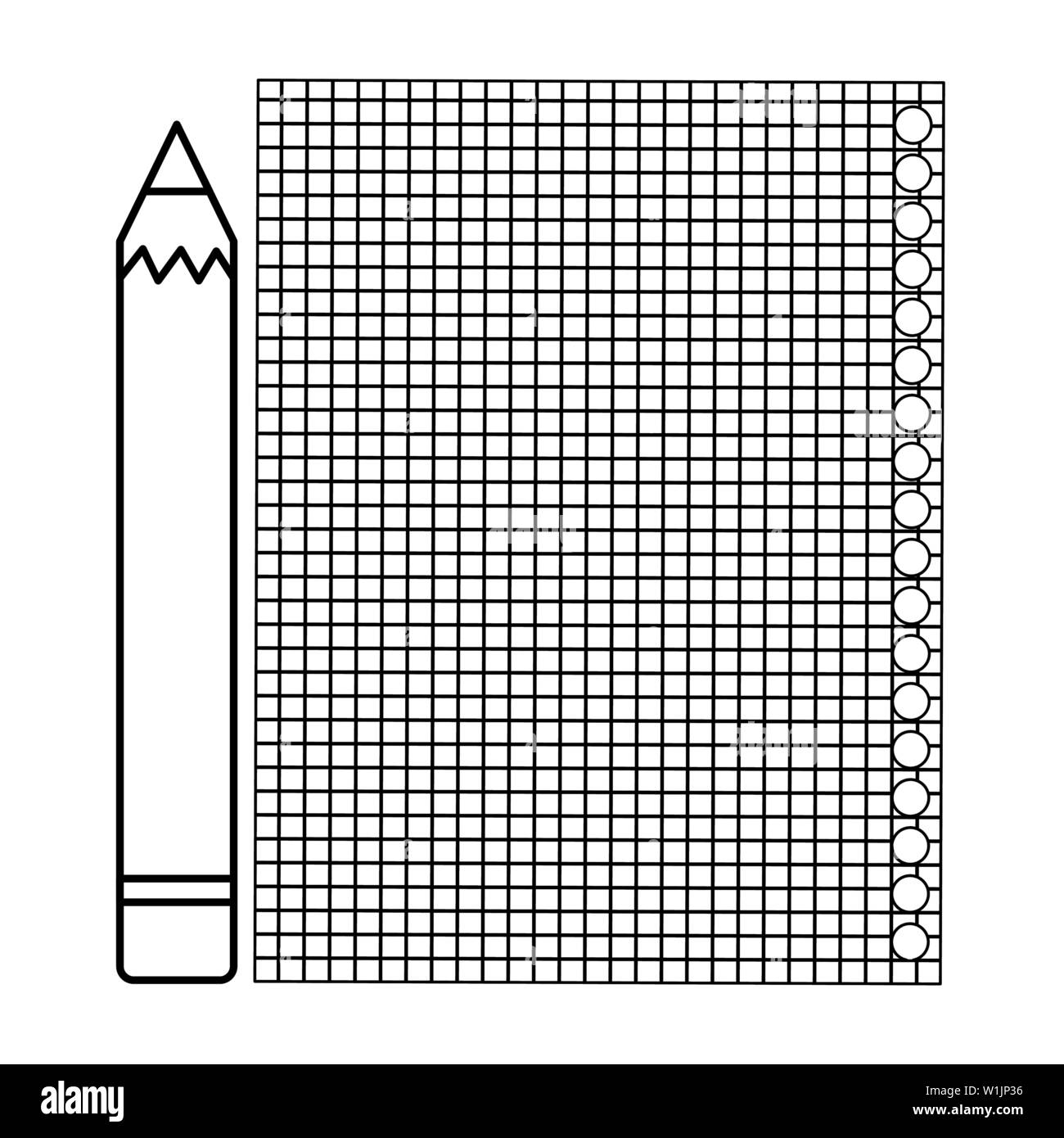 sheet of notebook paper with pencil vector illustration design Stock ...