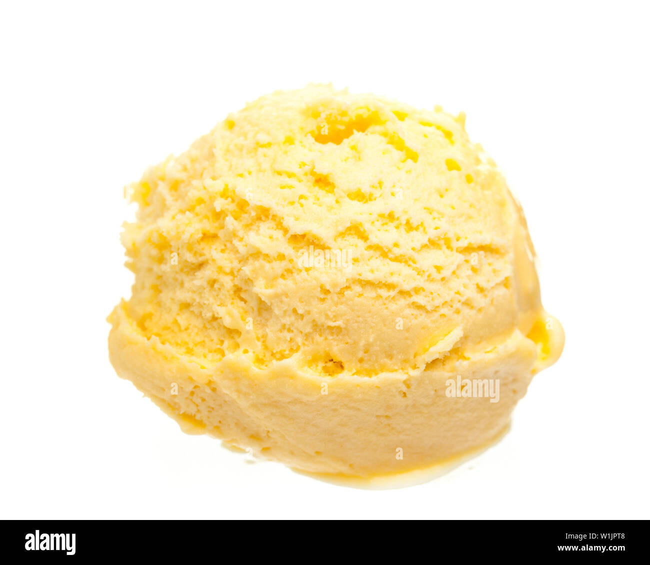 single orange ice cream scoop isolated on white background Stock Photo ...
