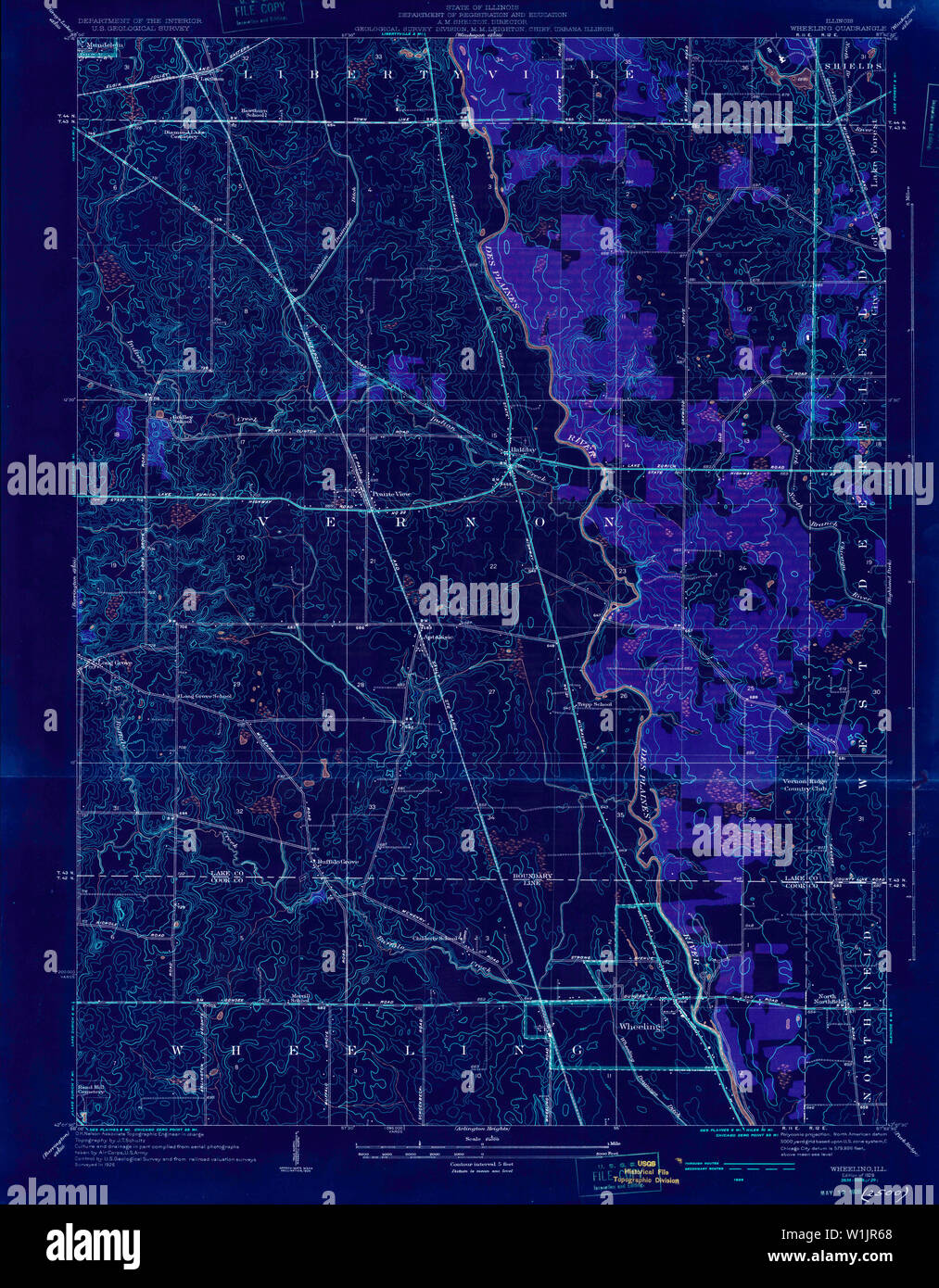 USGS TOPO Map Illinois IL Wheeling 309070 1928 24000 Inverted ...