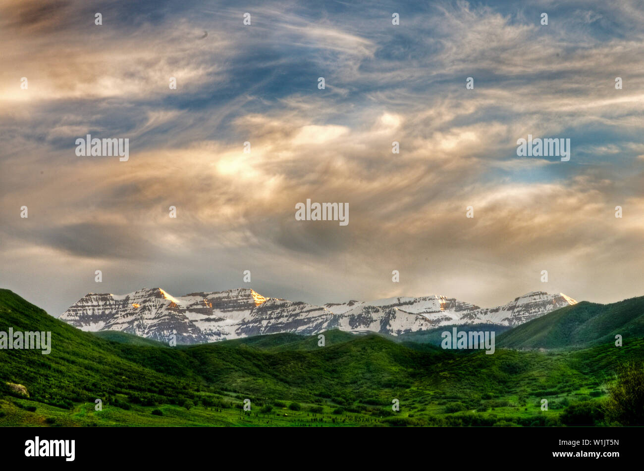 Storm clouds swirl over Mt. Timpanogos as seen from Midway, Utah. (c ...