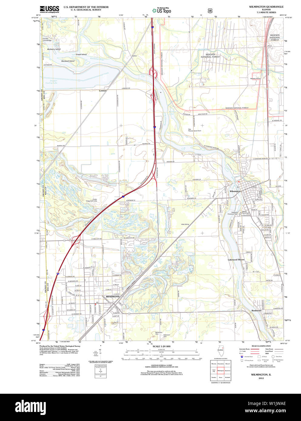 Wilmington illinois map Cut Out Stock Images & Pictures - Alamy
