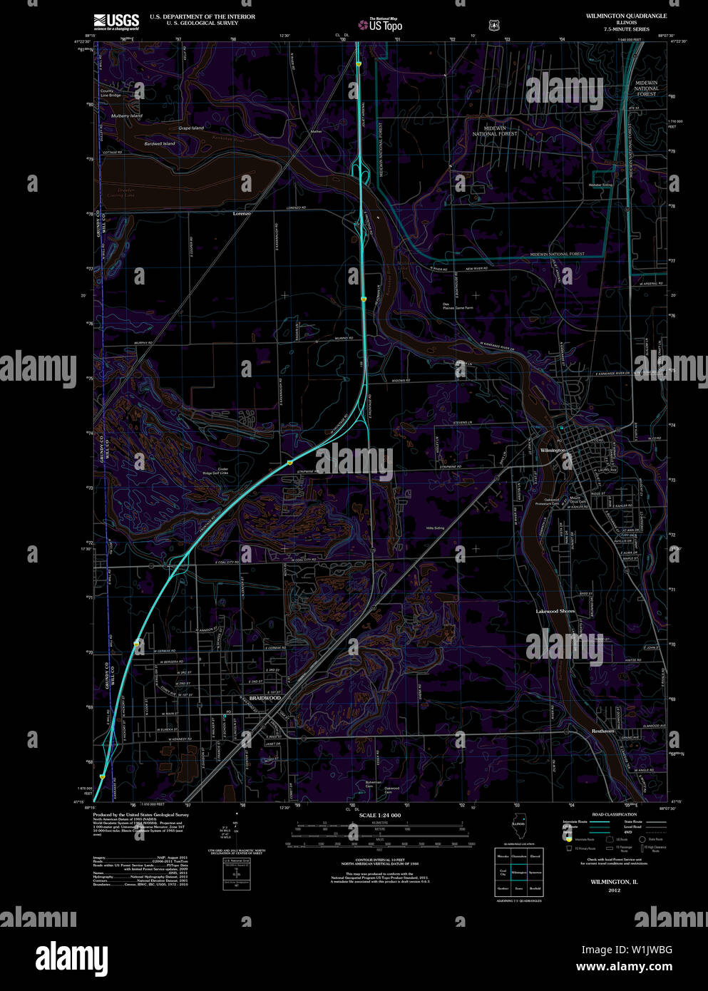 Map of wilmington illinois hi-res stock photography and images - Alamy
