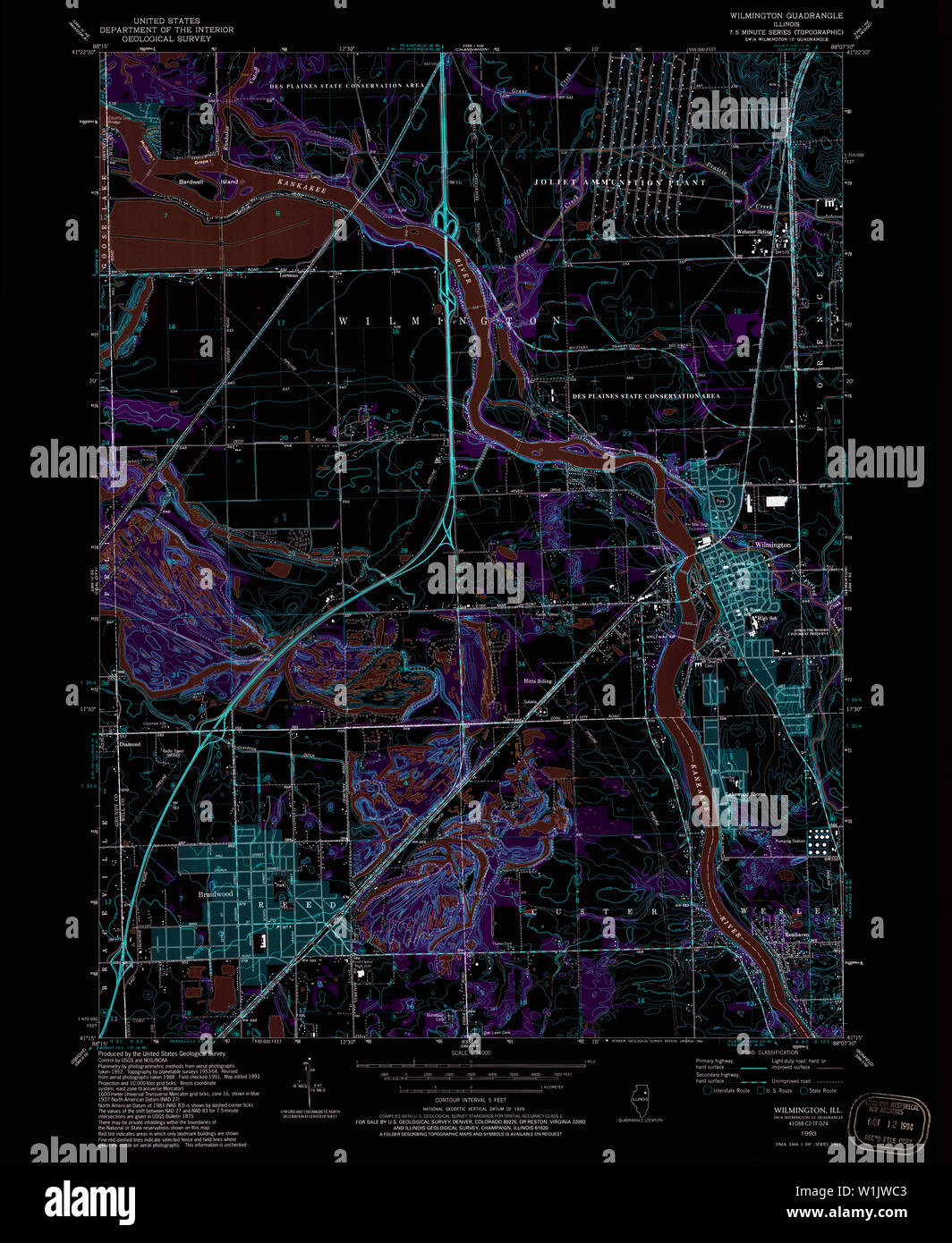 Map of wilmington illinois hi-res stock photography and images - Alamy